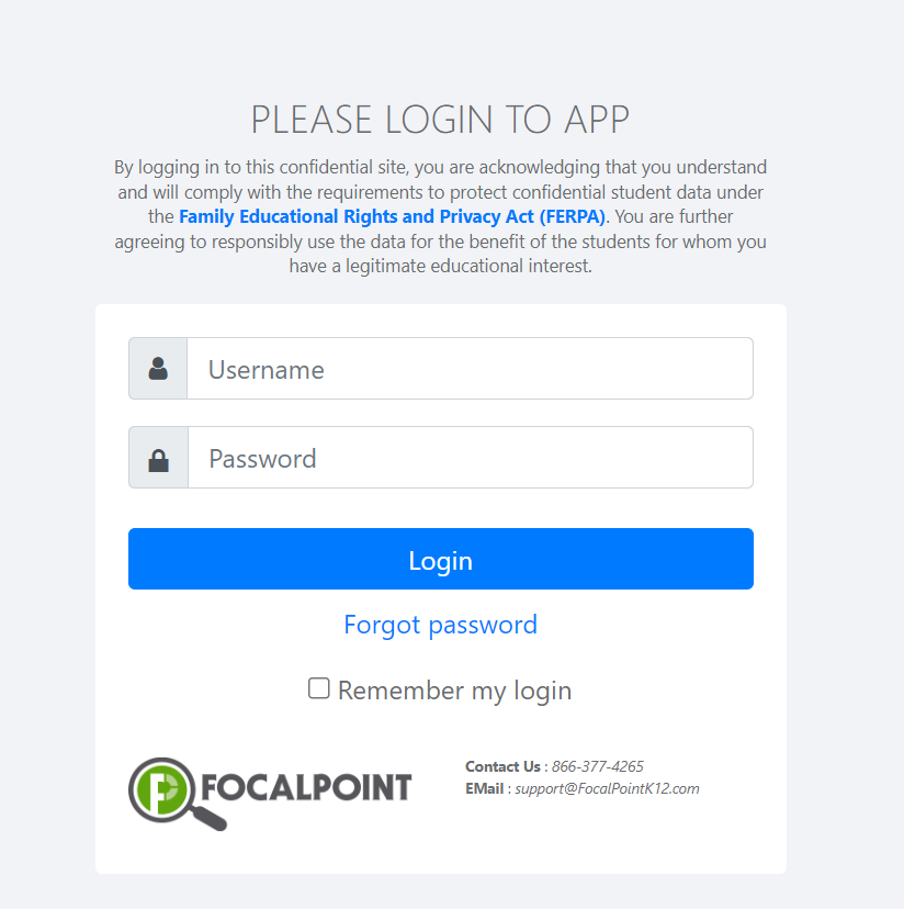 Log In and Log out of the platform – FocalPoint Education