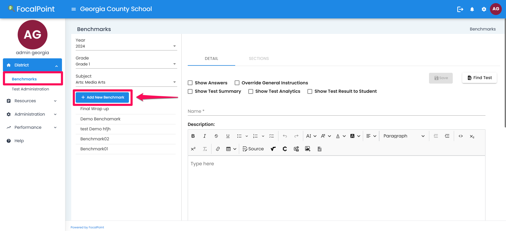 How to add Standards to Benchmark? – FocalPoint Education
