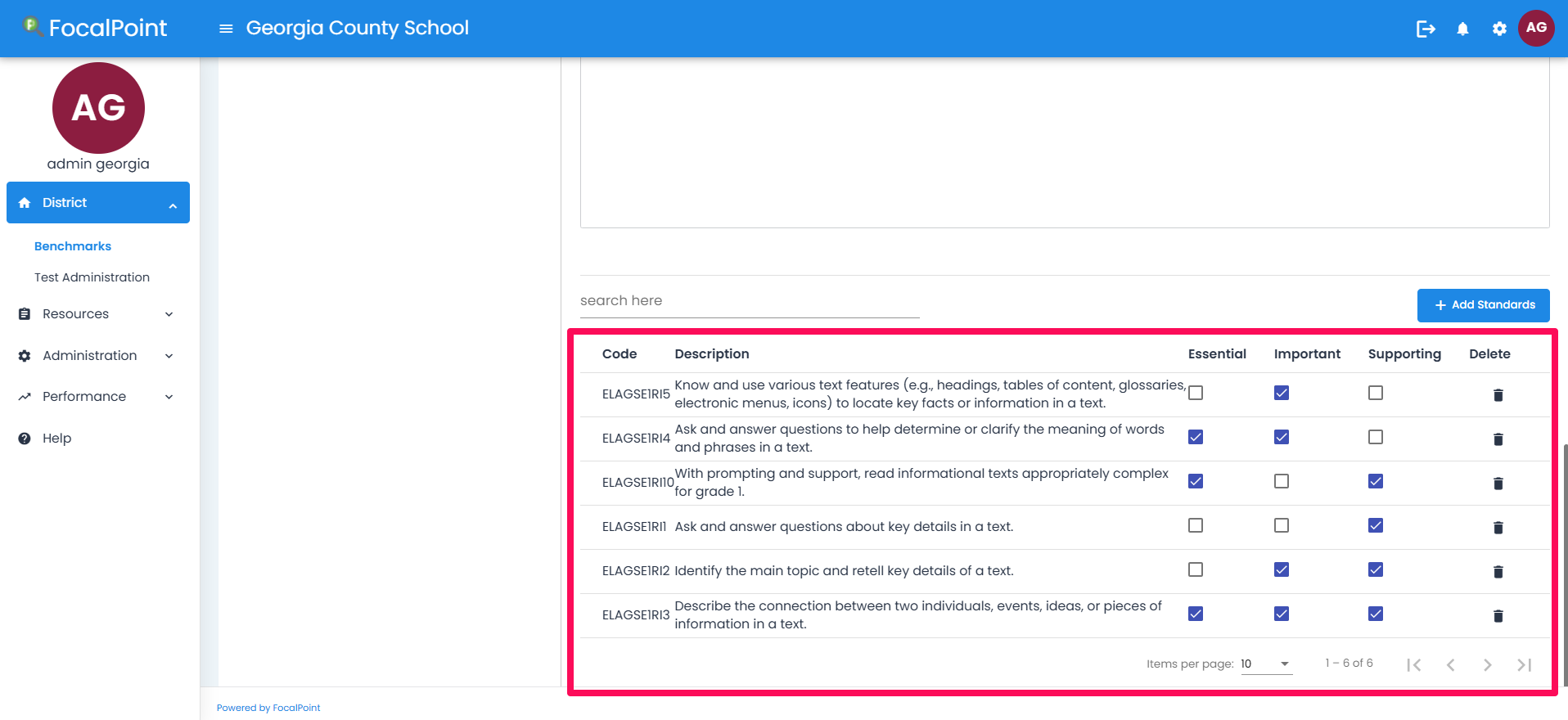 How to add Standards to Benchmark? – FocalPoint Education