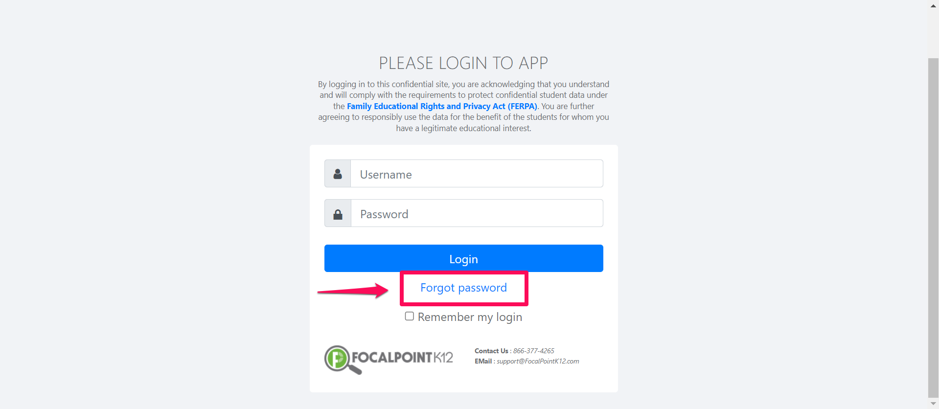 If You Forget Your Username & Password – FocalPoint Education