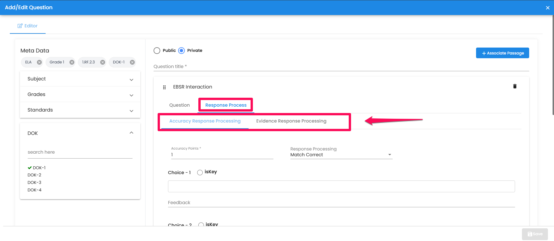 How do I create the ESBR (Evidence Based selected Responses ...